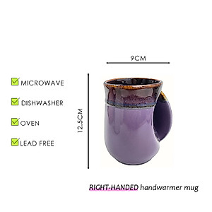 Selamica Porcelain 18oz Novelty Right-handed Handwarmer Mug, Coffee Mug, Tea Mug for family friends and couple - Purple
