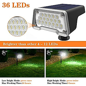 URLIGHTS Solar Lights Outdoor, 36 LEDs Solar Landscape Spotlights, Waterproof 2 in 1 Wall Lights with USB Charge, Adjustable Solar Panel for Yard Garden Driveway Porch Walkway Patio