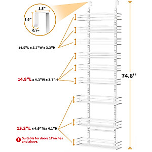 Moforoco White 9-Tier Over The Door Pantry Organizer, Pantry Organization And Storage, Metal Hanging Spice Rack Shelves Door, Home & Kitchen Essentials, Laundry Room Bathroom Organization