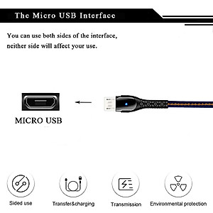 2Pack 10ft PS4 Controller Charger Cable Extra Long Durable Nylon Braided Micro USB Fast Charging Cord for Playstation 4,Xbox One S/X Controller,Samsung Galaxy S7 S6, Note 5 4 More, with LED Light