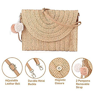 Crossbody Bags for Women Summer Beach Bag Handbag Pompon Envelope Purse Wallet Shoulder Casual Fashion Messenger Bag