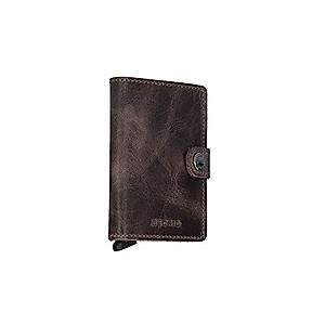 Secrid Mini Wallet, Vintage Chocolate, Genuine Leather with RFID Protection, Holds up to 12 Cards