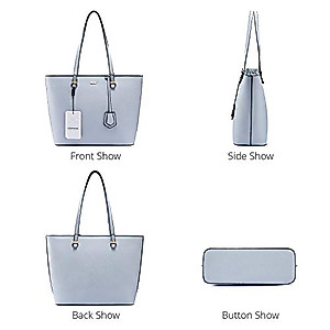 Handbags for Women Tote Bag Shoulder Bags Fashion Satchel Top Handle Structured Purse Set Designer Purses 3PCS PU Stand Gift Light Blue