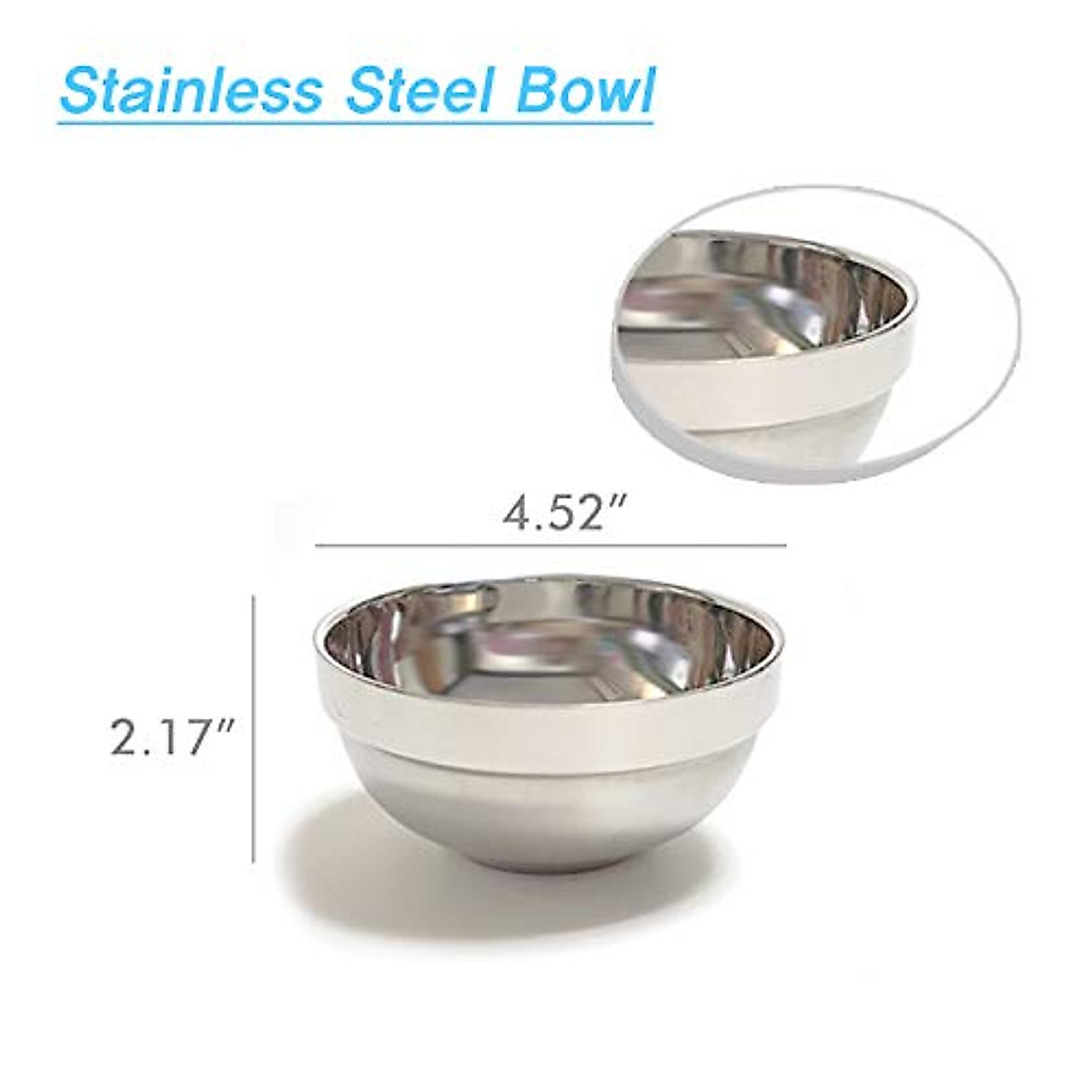 Stainless Steel Bowls 4 Pack & Dish Scrubber Set, Double-walled Insulated Metal Bowls for Cereal, Soup, Ice Cream, Rice, Noodles, Salad, Snacks