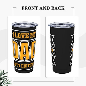 ayvcxui I Love My Dad Father's Day Stainless Steel Insulated Tumbler 20 Oz Water Bottle Coffee Mug Coffee Mug With Lid Straw Gifts