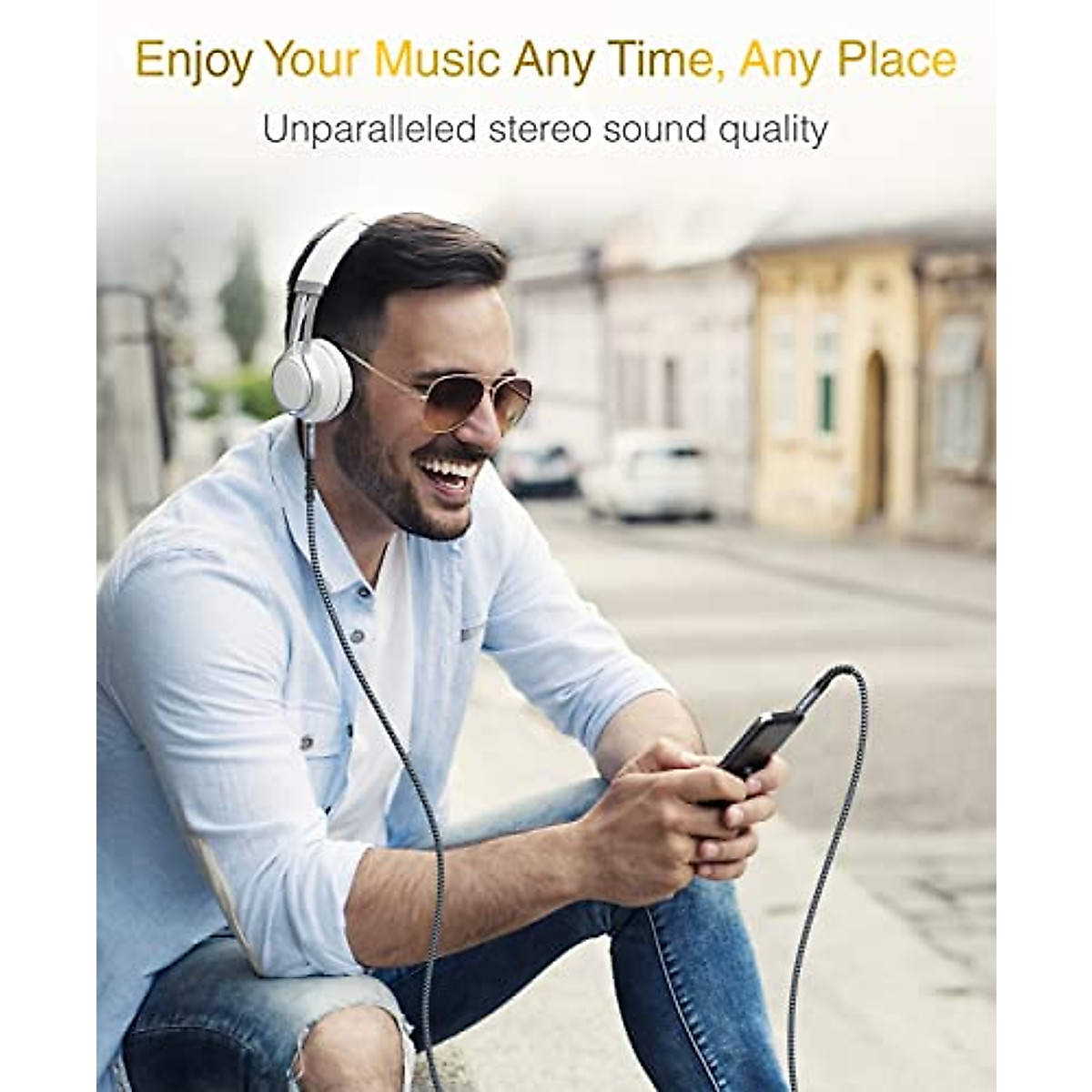 BlueRigger 3.5mm Stereo Audio Cable (15FT, 24K Gold Plated Jack, Auxiliary Cable, Male to Male, Hi-Fi Sound) – Aux Cord for Headphones, Home Car Stereo, Speaker, Amplifier, Phones, Tablets, Laptops