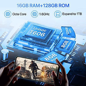 UMIDIGI Unlocked Cell Phone, G5 Android 13 Smartphones, 5000mAh 8+128GB/TF 1TB Expand, Ultra-Slim 6.6" Screen Unlocked Phones, 50MP AI Camera Fingerprint/Face Unlocked 4G Dual SIM Mobile Phones