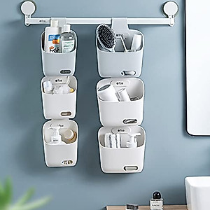 Wuluwala Plastic Hanging Shower Basket, Bath Shower Connecting Organizer Storage Basket with Hook for Bathroom Kitchen Pantry Bathroom Dorm Room