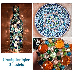 ABSOFINE Glass Gems, 900g Blended Fire Glass Beads,Colour Glass Stones Flat Bottom Beads for Home Decorative Art Craft Vase Filler(About 200 PCS)