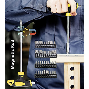 DOWELL Magnetic Screwdriver Set Slotted/Phillips/Torx 108-Piece Stubby Screwdriver Mini Precision Screwdriver Bits Set Hex Key Set Magnetizer Tool Kit for Repair Craft