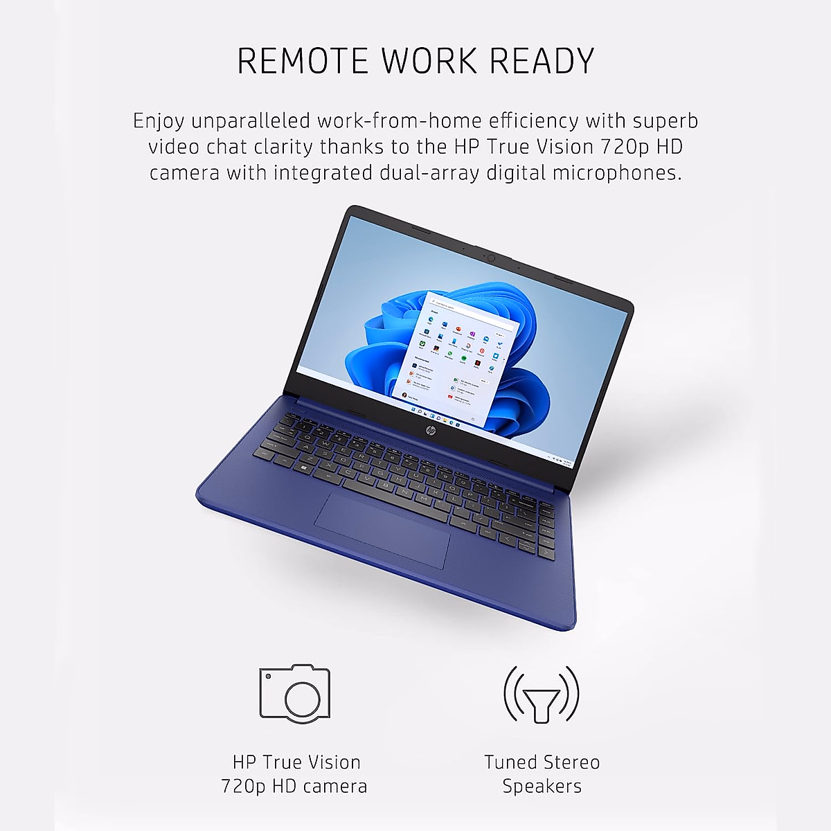HP Essential Laptop, 14.0" HD Touchscreen, AMD Ryzen 7 5700U (Beats i7-1165G7), 40GB RAM, 2TB PCIe SSD, Webcam, SD Card Reader, Wi-Fi, Windows 11 Home, Blue