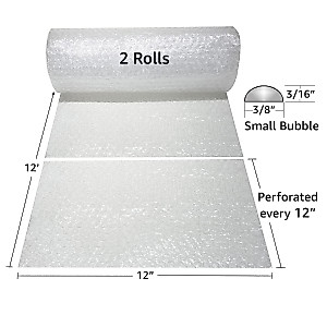 UBMOVE Bubble Roll 12" Wide x 24 ft Small Wrap 3/16" Perf Every 12"