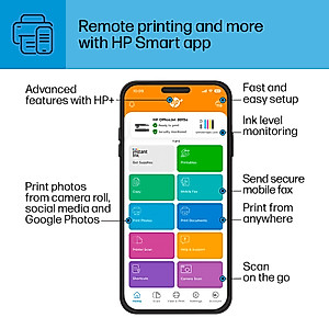 HP OfficeJet 8015e Wireless Color All-in-One Printer with 6 Months Free Ink with HP+(228F5A), White
