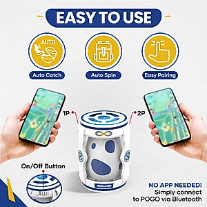 megacom DuoMon Egg 1P/2P Auto Catcher Compatible for Pokemon Go Plus with Auto Catch, Voice Notifications - Faster Wireless for Pocket Monsters Go Game - Long-Lasting Battery, Stable Connection