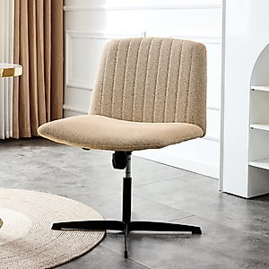 HomVent Swivel Chair Furry Fabric Office Chair with Thick Padded Seat L Shape Desk Chair for Bedroom,Study Room,Living Room