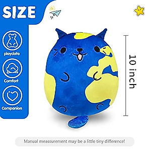 Weighted Cat Stuffed Animals 10" Big Kawaii Cute Plushie for Girls Boys Anxiety, Anime Cat Plush Toy, Kitten Soft Plushy for Christmas Stocking Stuffers Party Favors Birthday Gift for Kids (Blue1)