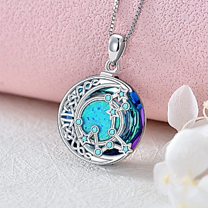 TOUPOP Pisces Necklaces for Women White Gold S925 Sterling Silver Zodiac Constellation Pendant Necklace with Aquamarine March Birthstone Pisces Zodiac Sign Birthday Jewelry for Wife Girlfriend