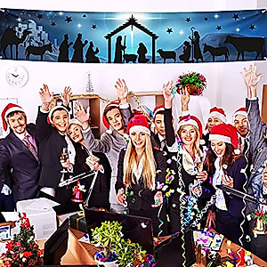 Manger Scene Religious Christmas Banner Decoration- Holy Nativity Christmas Yard Sign Banner for Outside 2022 Xmas Decoration