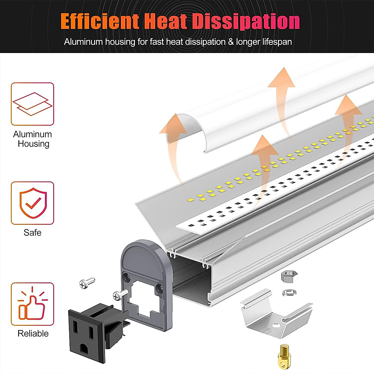 OPENLUX 3.6ft Linkable LED Shop Light, 80W LED Utility Shop Light Fixture,10400LM,41 inch,5000K Daylight for Workshop,Office with Plug and On/Off Pull Chain,Hanging or Surface Mount - 4 Pack