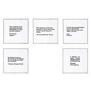 Five Star Napkins Drinking Quotes, White Cotton Cocktail Napkins, Beverage Napkins, Bar Napkins, Cloth Napkins, Party Napkins, Events, Holidays, Weddings, Birthdays, Disposable, 4.5" x 4.5"- (50x)