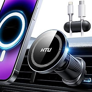 [2024 Newest Upgraded] for MagSafe Car Vent Mount HTU [Best Magnets] Car Phone Holders for iPhone, Hook Handsfree 360° Rotation Magnetic Phone Holder Car for iPhone 15 14 13 12 Pro Max Plus Mini,Black