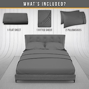 Abeero Home Queen Sheet Set - Luxury Hotel Bed Sheets - Soft Cooling Sheets with Elastic Corner Straps - Deep Pockets Microfiber Bedsheet - Bedding Sheets & Pillowcases - 4 Piece (Queen Size, Gray)