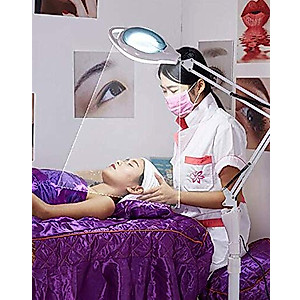Floor Standing Magnifying Lamp, Adjustable Swivel Arm 16x Magnifier Lamp Light for Skiare Beauty Manicure Tattoo Salon Spa with Rolling Floor Stand Interesting Life