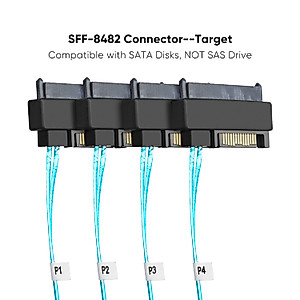 CableCreation Mini SAS Cable with SATA Power, Internal Mini SAS 36 Pin to 4 x 29 Pin Cord with SATA Power, SFF-8087 to SFF-8482 Cable, 3.3 FT