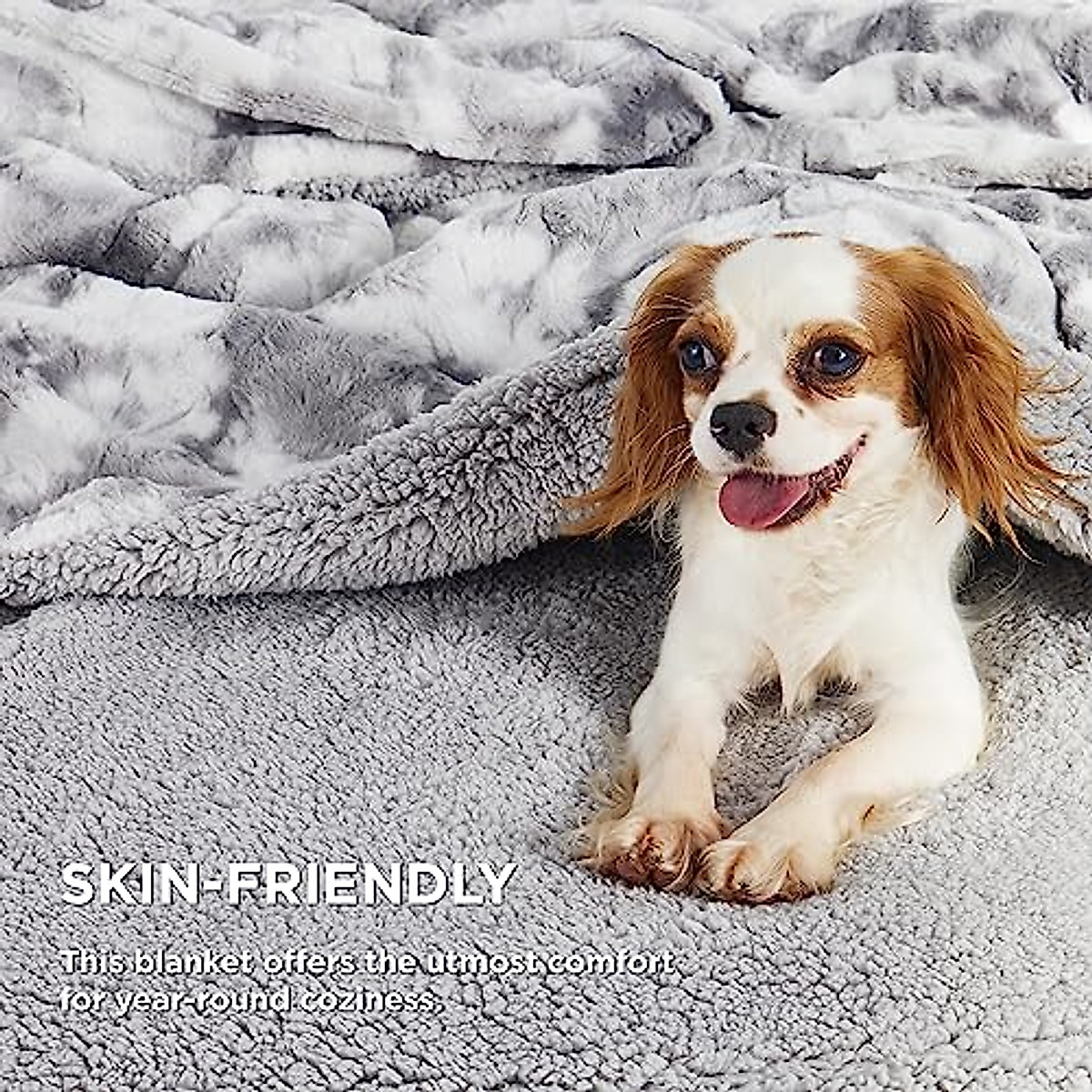 Bedsure Sherpa Blanket Twin Size - Soft, Fuzzy & Fluffy Faux Fur - Warm, Cozy Blanket for Couch, Sofa and Bed, Tie Dye Design, Light Grey, 60x80 Inches