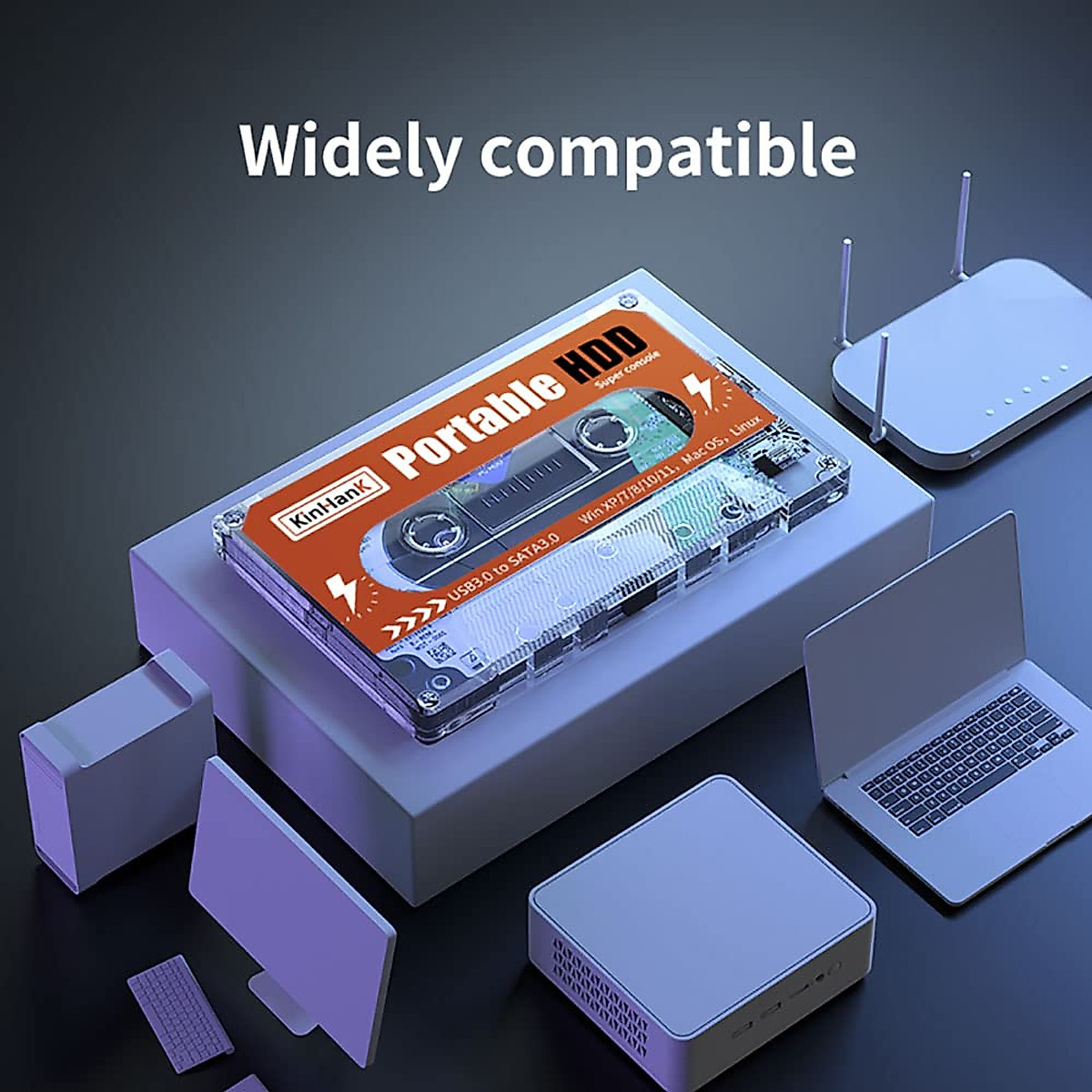 Kinhank 2TB External Hard Drive Built-in 120,000+ Classic Games, Batocera 33 System, Retro Game Console Compatible with 70+ Emulators, HDD Support for Windows/Laptop/PC/Linux,Plug&Play