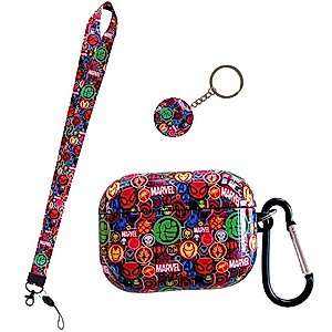 Anime Super Hero Character Soft TPU Airpod Pro 2nd Generation Case(2022)，with Cartoon Anime Lanyard Keychain，Suitable Fashion Man Women Girl Airpod Pro 2 Case