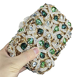 Ladies Elegant Olive Evening Bags and Clutches for Women Formal Party Crystal Clutch Purse Wedding Party Handbag Purse Gold M