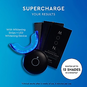 MOON Teeth Whitening Strips, 7 Shades Whiter in 2 Weeks, 28 Treatments with Easy to Use Dissolvable Strips, Enamel-Safe Formula, Gentle on Sensitive Teeth, Vegan, Freshening Mint Flavor, 56 Strips