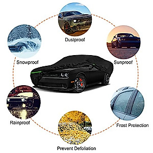 Car Covers Waterproof All Weather Replace for 2008-2024 Dodge Challenger, 6 Layers Custom-Fit Outdoor Full Car Covers with Zipper Door for Snow Rain Dust Hail Protection