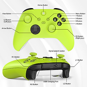 fuxinya Wireless Controller Wireless PC Gamepad with 2.4GHZ Wireless Adapter Compatible With Xbox Series X/S、Xbox One、Windows 10/11（Electric Volt）