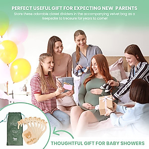 RubyRoo Baby Closet Dividers - Nursery Closet Organizer Hangers for Baby Clothing - Premium Wood Infant Size Age Hanging Closet Organizer - Kid Closet Decor - Engraved Style