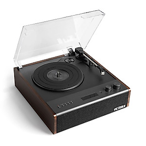 Victrola Eastwood Signature 3-Speed Bluetooth Turntable with Built-in Speakers and Dust Cover | Upgraded Turntable Audio Sound | Espresso (VTA-73-ESP)