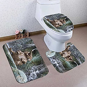 Elephant 4-Piece Set Shower Curtains Waterproof, Animal 3D Shower Curtain Set, with Non-Slip Rug, Toilet Lid Cover and Bath Mat, for Bathroom Decoration with 12 Hooks-65'' X 72''