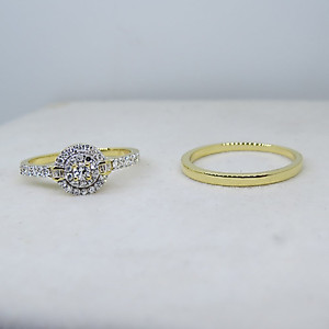 Dazzlingrock Collection 0.45 Carat (ctw) 14K White Diamond Ladies Bridal Engagement Ring Set 1/2 CT, Yellow Gold, Size 7.5