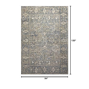 Loloi Chris Loves Julia Rosemarie 7'-10" x 10' Area Rug in Sand/Lagoon - Classic No-Shed Area Rug, Soft Living Room Rug, Antique Inspired Modern Rug for Living Area, Bedroom, Dining Room