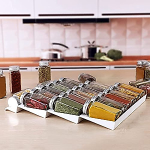 QIZENME Adjustable Spice Rack, 4 Tier Expandable Tray Drawer Organizer 12" to 24" Stackable Tray, Spice Storage Organizer Insert, for Spice Jars, Vitamins, Seasonings Kitchen Drawer Cabinet 2 Pack