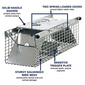 Havahart 1025 Small 2-Door Humane Catch and Release Live Animal Trap for Squirrels, Chipmunks, Rats, Weasels, and Small Animals