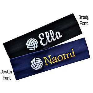 Funny Girl Designs Personalized Monogrammed Embroidered Volleyball Patch Cotton Stretch Headband