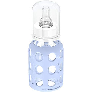Lifefactory Glass Baby Bottle with Stage 1 Nipple and Protective Silicone Sleeve Blanket 4 Oz