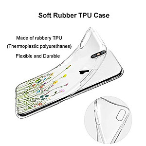 Unov Case Compatible with iPhone Xs Max Case Clear with Design Slim Protective Soft TPU Bumper Embossed Pattern Protective 6.5 Inch (Flower Bouquet)