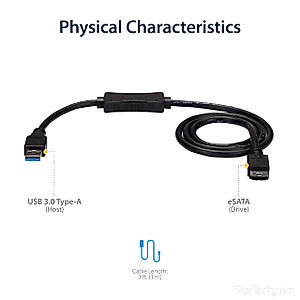 StarTech.com 3 ft USB 3.0 to eSATA Adapter - 6 Gbps USB to HDD/SSD/ODD Converter - Hard Drive to USB Cable (USB3S2ESATA3)
