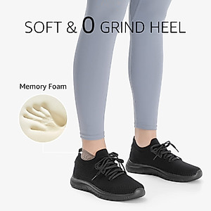 STQ Tennis Shoes Womens Slip on Walking Sneakers with Arch Support for Workout Gym Athletic, All Black US 8