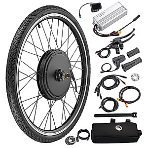 AW Electric Bike Conversion Kit 48V 1000W 26" Front Wheel Powerful Motor, Dual Mode Controller, W/LCD Display Twist Throttle PAS