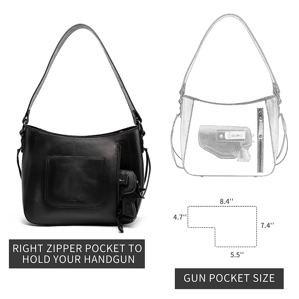 Montana West Genuine Leather Purses For Women Large Purse and Handbags Tote bag with Holster MWL-G002BR