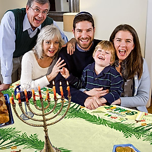 Sukkah Sukkot Tablecloth - Disposable Happy Sukkot Decorations Plastic Tablecloth, Jewish Holiday Party Decorations 3pcs Etrog Lulav Decor Table Cover, Jewish Table Supplies, 108 x 180 cm